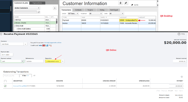 How does a payment sync from JobNimbus to QuickBooks?